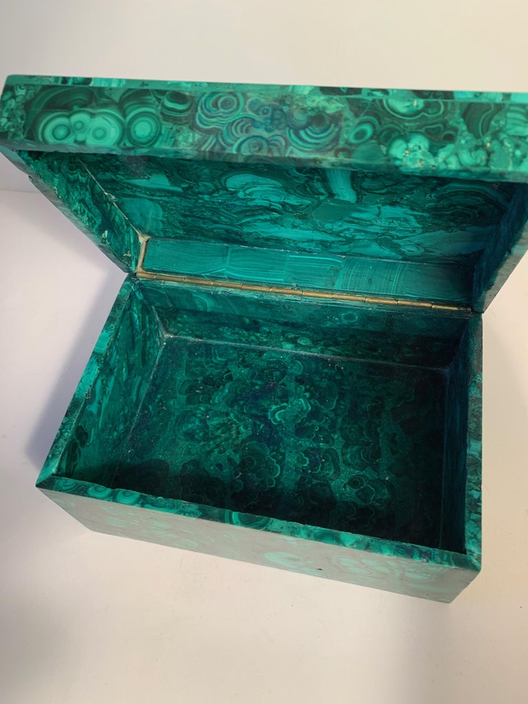 Malachite Box with Semi Precious Stones Set in Sterling at 1stDibs