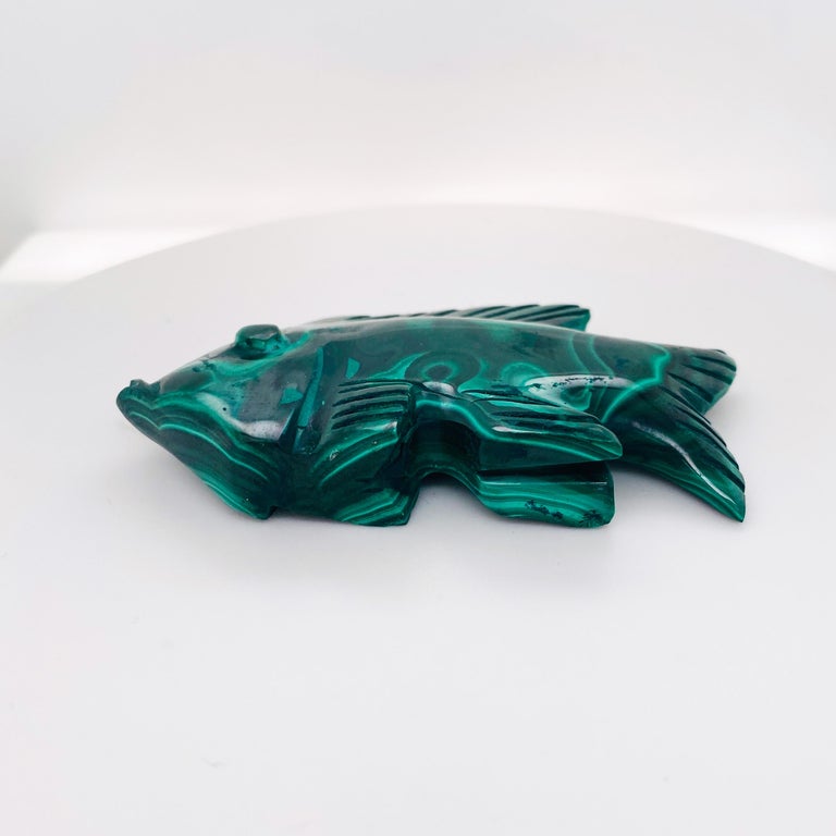 Malachite Fish Desk Ornament with Natural Malachite Weighs 69 Grams For ...