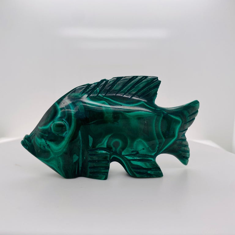 Malachite Fish Desk Ornament with Natural Malachite Weighs 69 Grams For ...