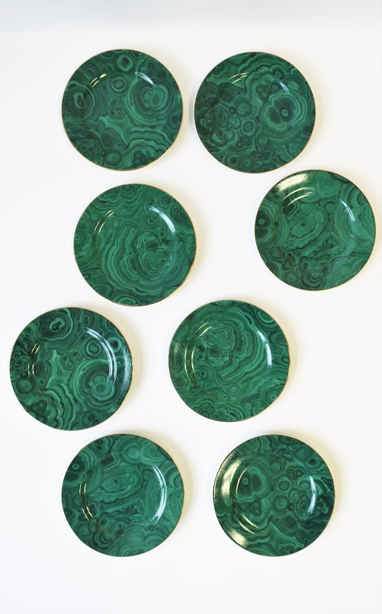 Malachite Green Porcelain Appetizer or Dessert Plates, Set of 8 at 1stDibs