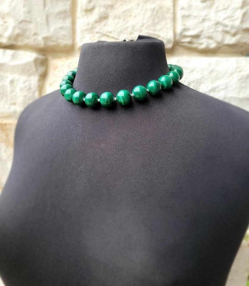 Malachite Necklace with Malachite Clasp For Sale at 1stDibs