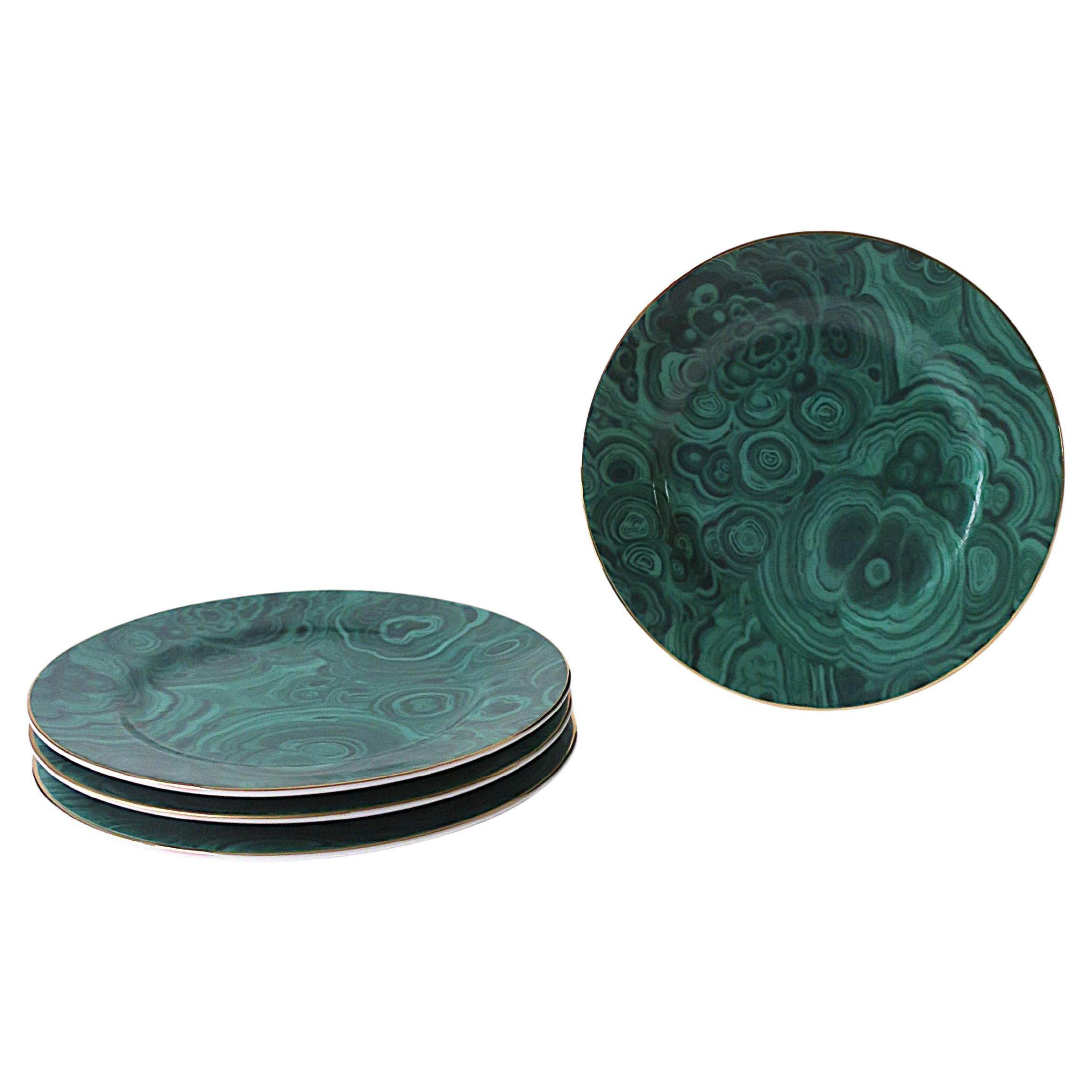Malachite Porcelain Plates, Set of 4 For Sale at 1stDibs