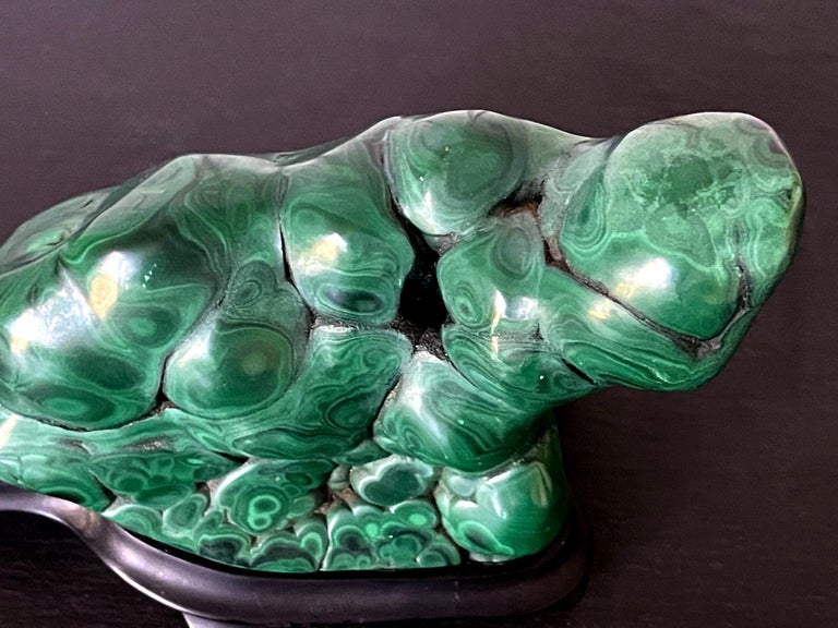 Malachite Rock on Display Stand as a Viewing Stone For Sale at 1stDibs
