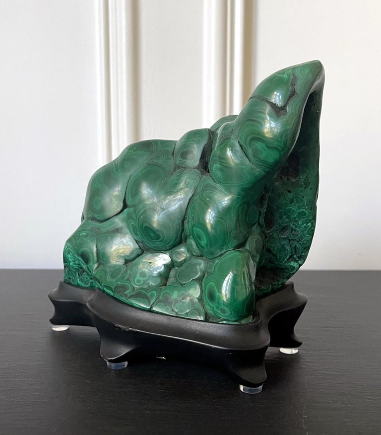 Malachite Rock on Display Stand as a Viewing Stone For Sale at 1stDibs