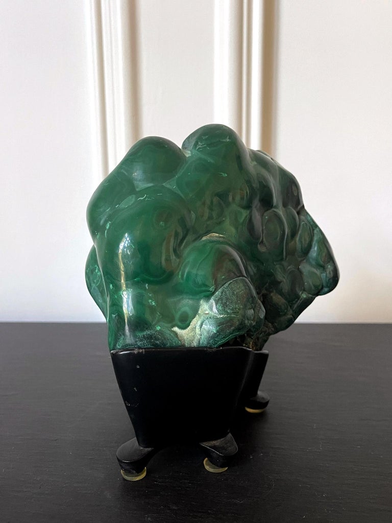 Malachite Rock on Display Stand as a Viewing Stone For Sale at 1stDibs