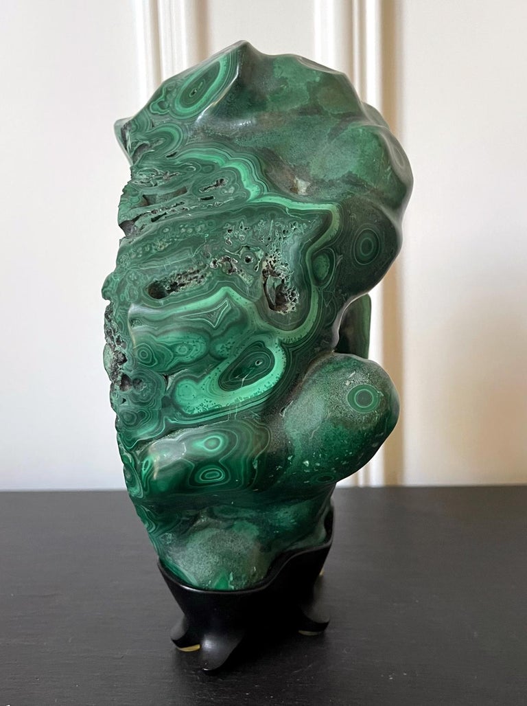 Malachite Rock on Display Stand Chinese Scholar Stone For Sale at 1stDibs