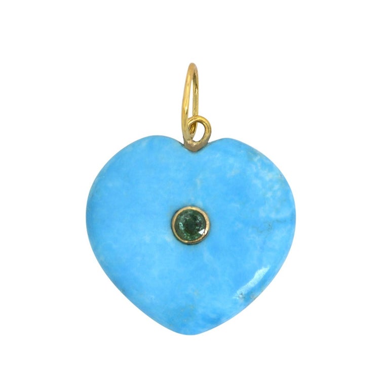 Malachite Ruby 14 Karat Gold Heart Charm Pendant Necklace For Sale at ...