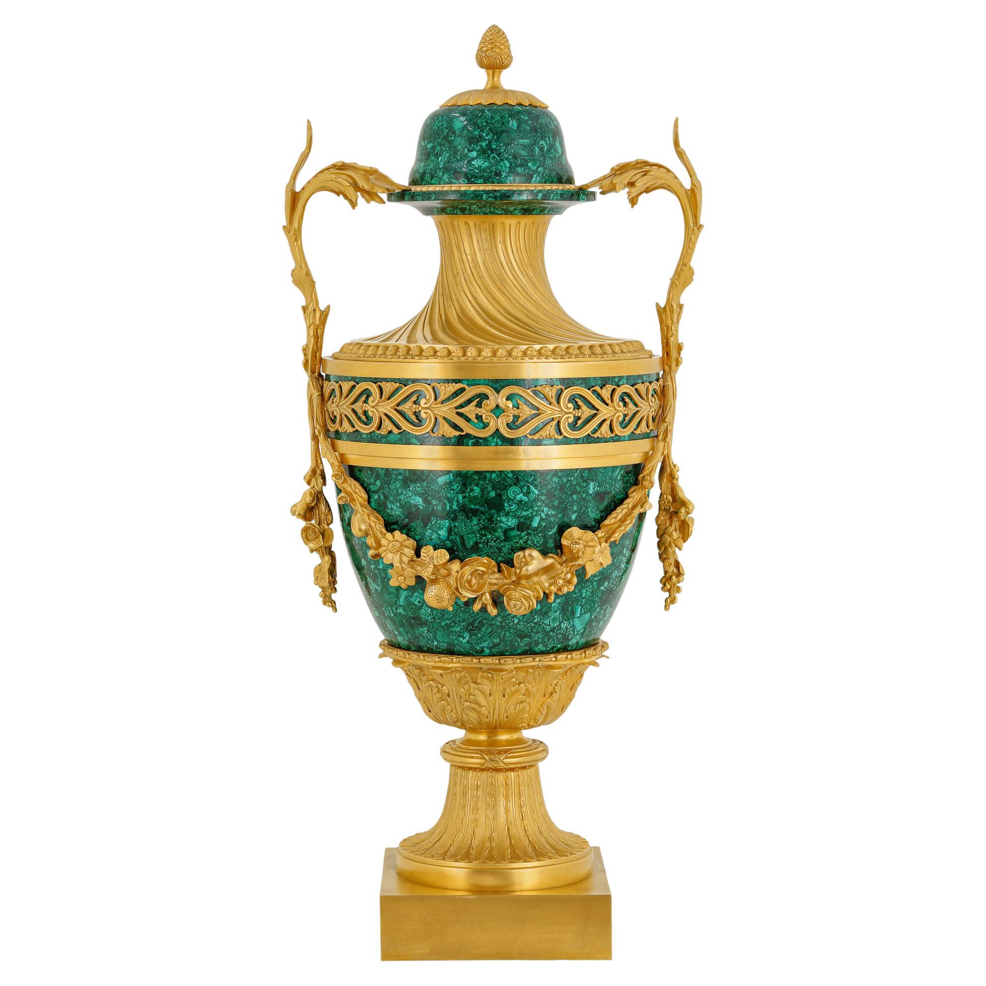 Artur Pleva Curt Schlevogt Art Deco Malachite Glass Vase at 1stDibs