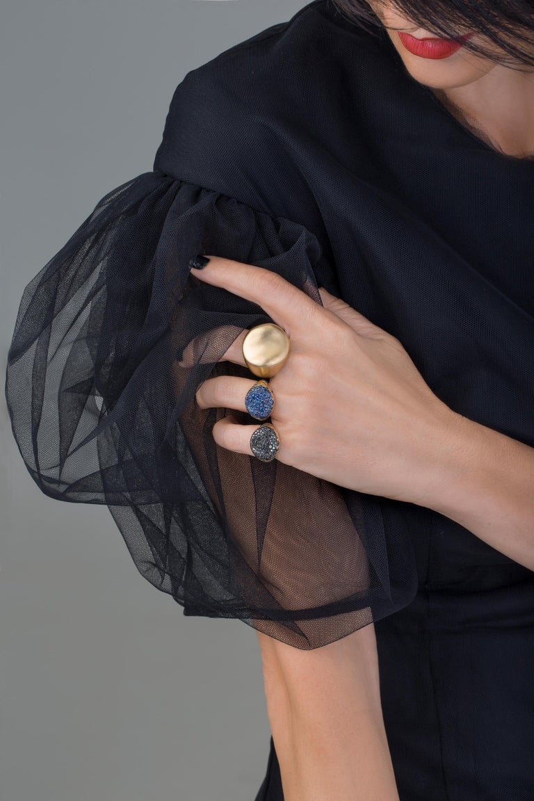 Customizable Malak Round Ring in Pure 18K Satin-Finish Hand Brushed ...