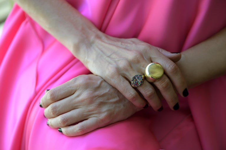 Customizable Malak Round Ring in Pure 18K Satin-Finish Hand Brushed ...