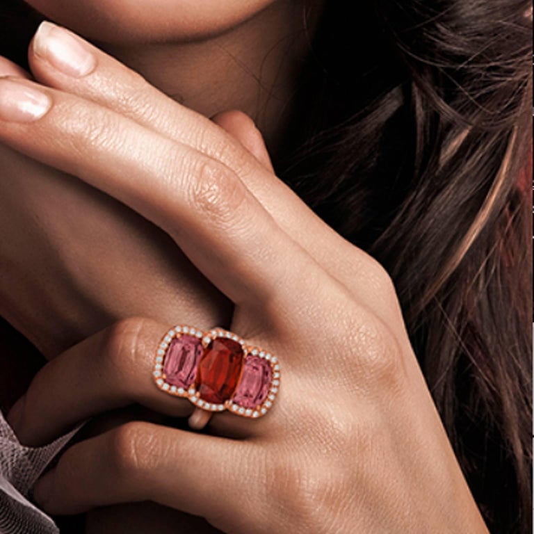 Malaya Garnet and Lindi Garnet Rose Gold Cocktail Ring at 1stDibs
