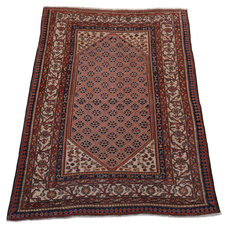 Malayer Antique Rug, Red Ivory Blue For Sale at 1stDibs