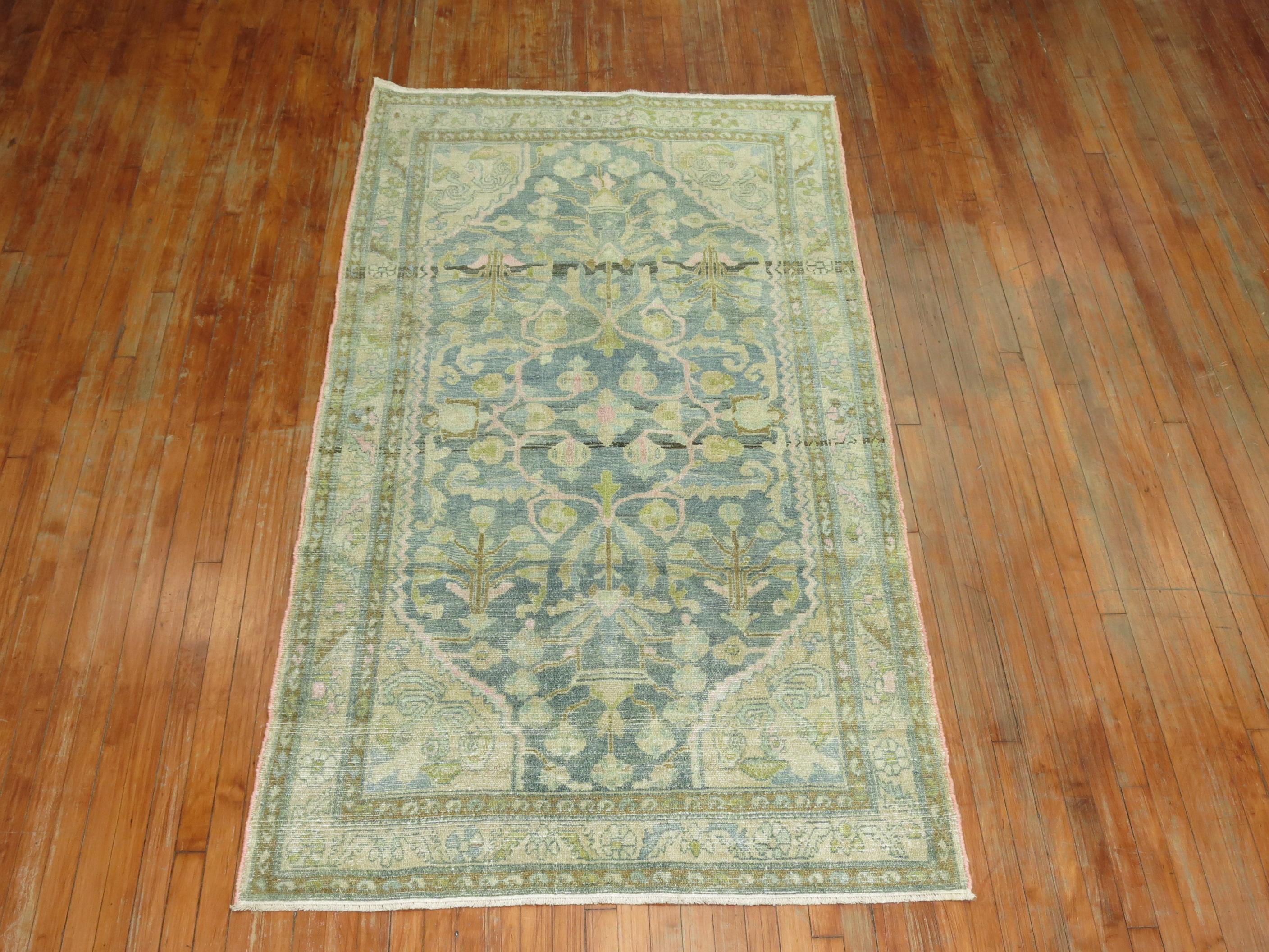 Malayer Rug in Pink Blue Green at 1stDibs