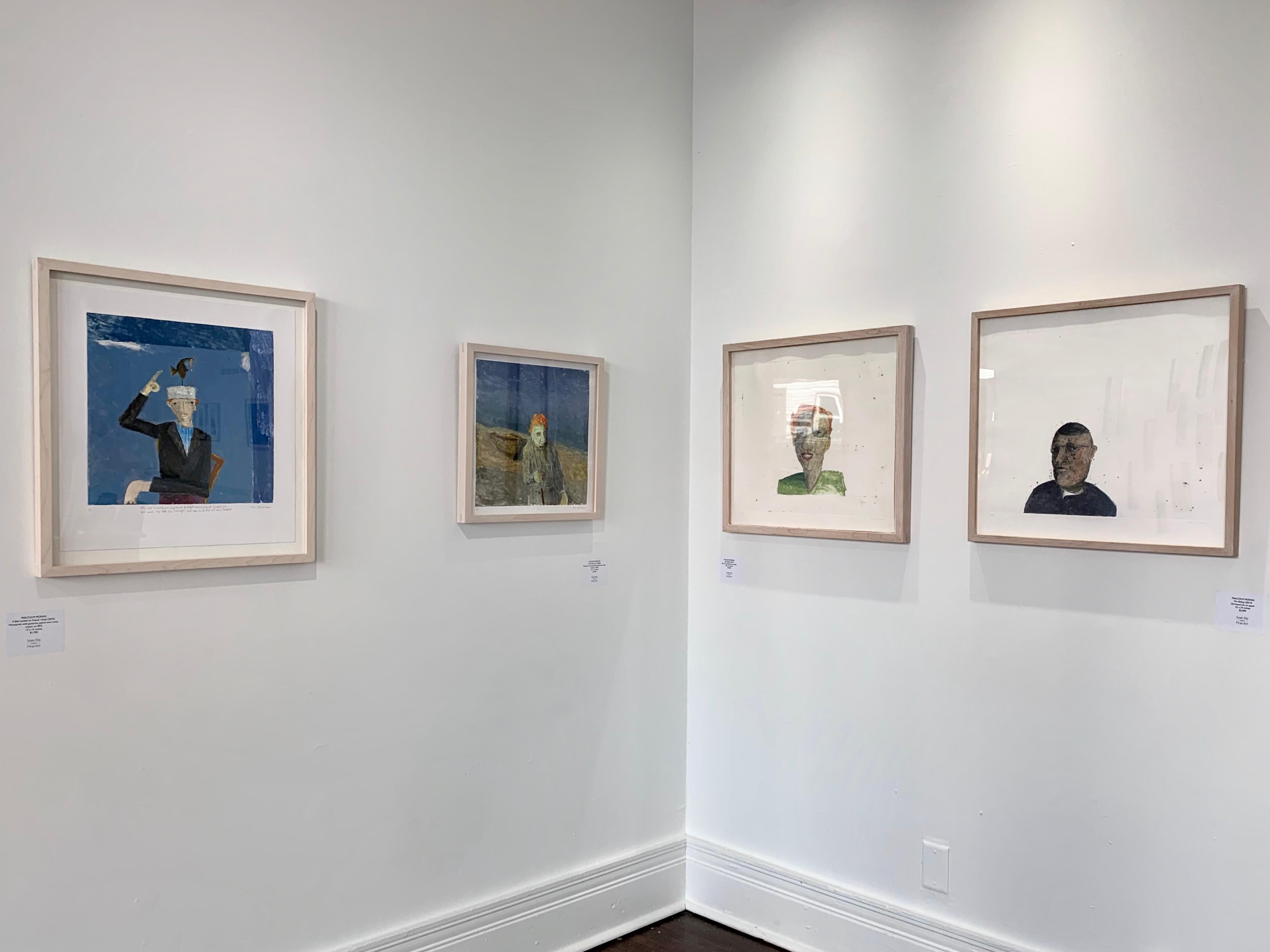 Malcolm Moran - Ms. Matilda, portrait of woman in green, framed oil ...