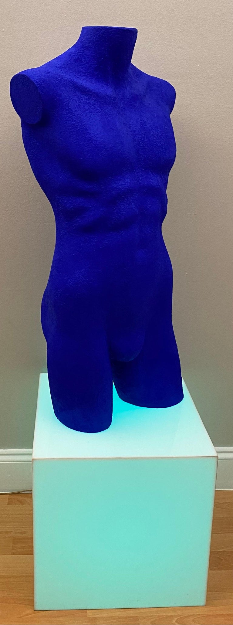Male Nude Torso Blue Man Sculpture in the Manner of Yves Klein For Sale ...