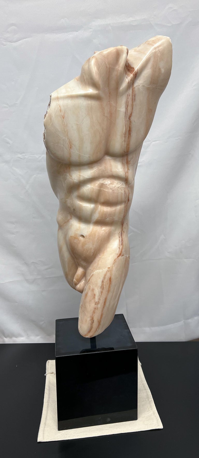 Male Torso in Pink Marble by Sculptor Bryan Ross For Sale at 1stDibs