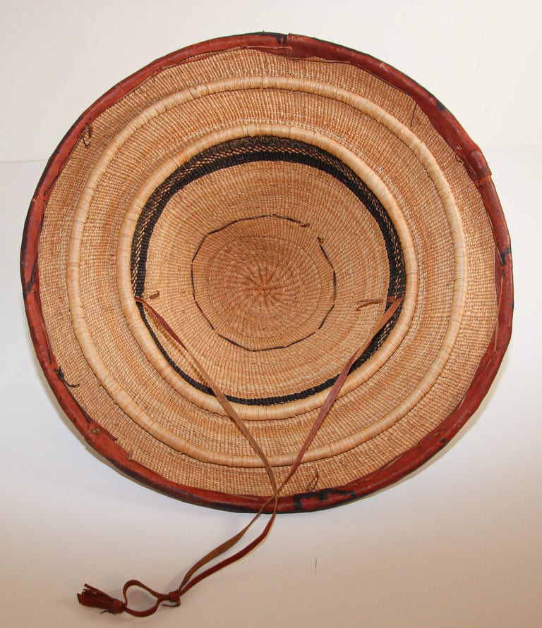 Mali West Africa Conical Leather and Straw Tribal Fulani Hat at 1stDibs