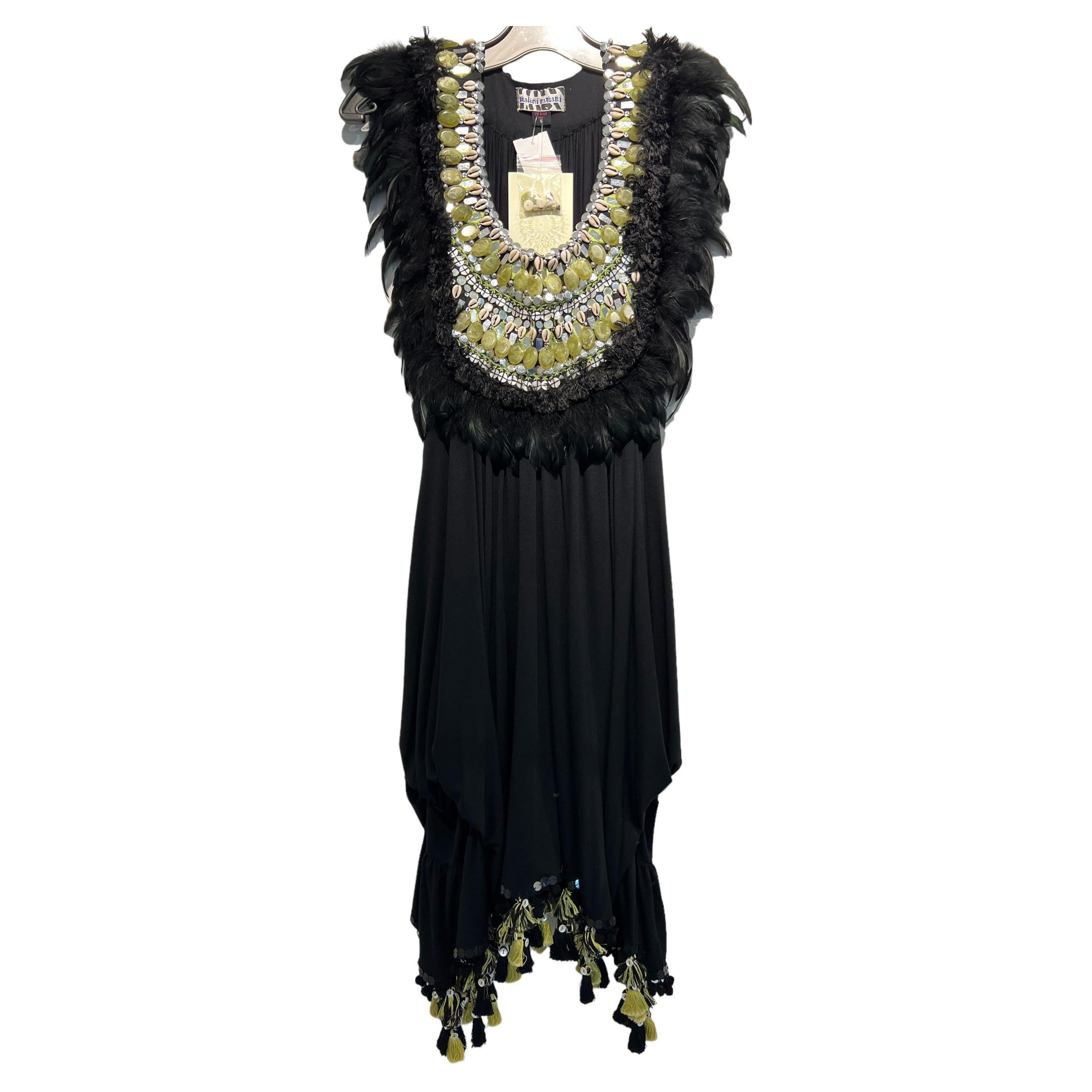 Malini Ramani Extensive Feathers Dress Size S For Sale at 1stDibs