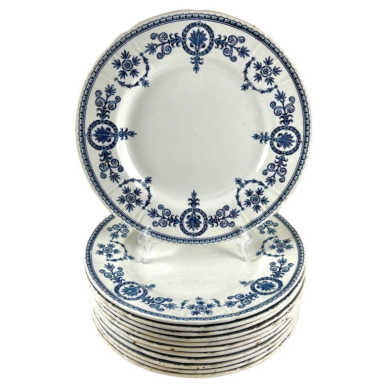 Malmaison de Gien French Faïence Blue on White Ironstone Dinner Plate ...