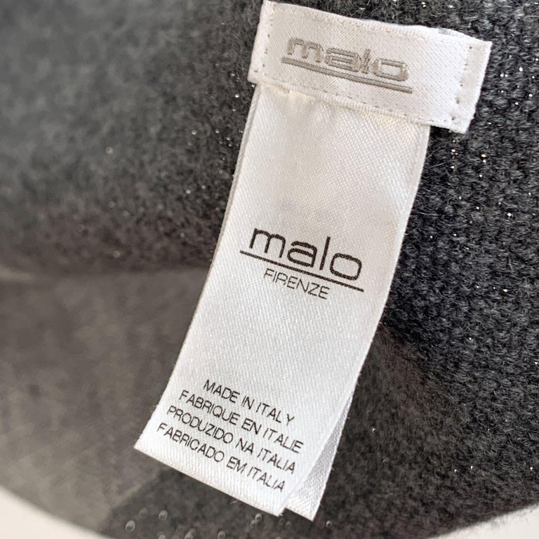 Malo Gray Cashmere and Silk Shawl Large Scarf Metallic Borders For Sale ...
