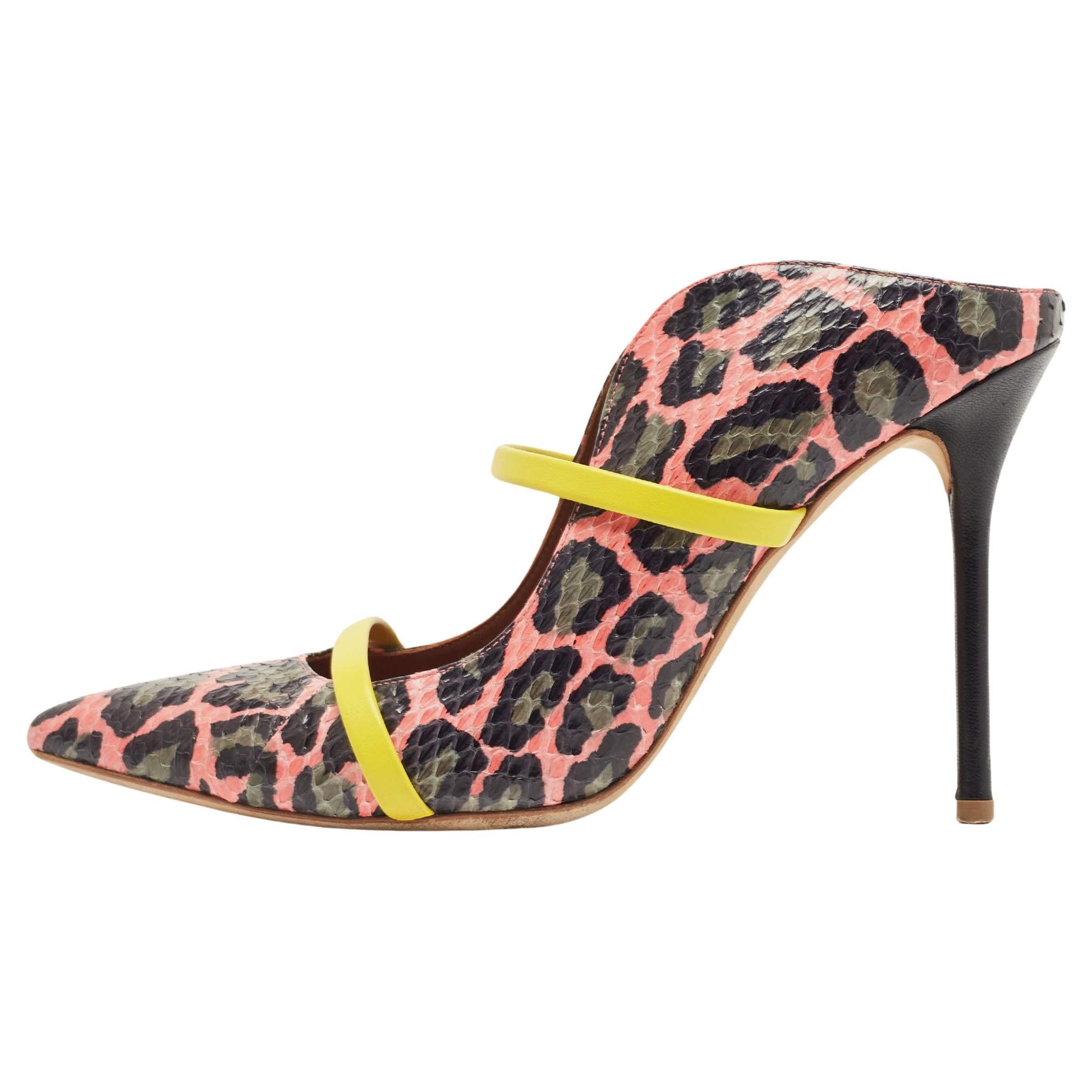 Malone Souliers Multicolor Python And Leather Maureen Pointed Toe Mules ...