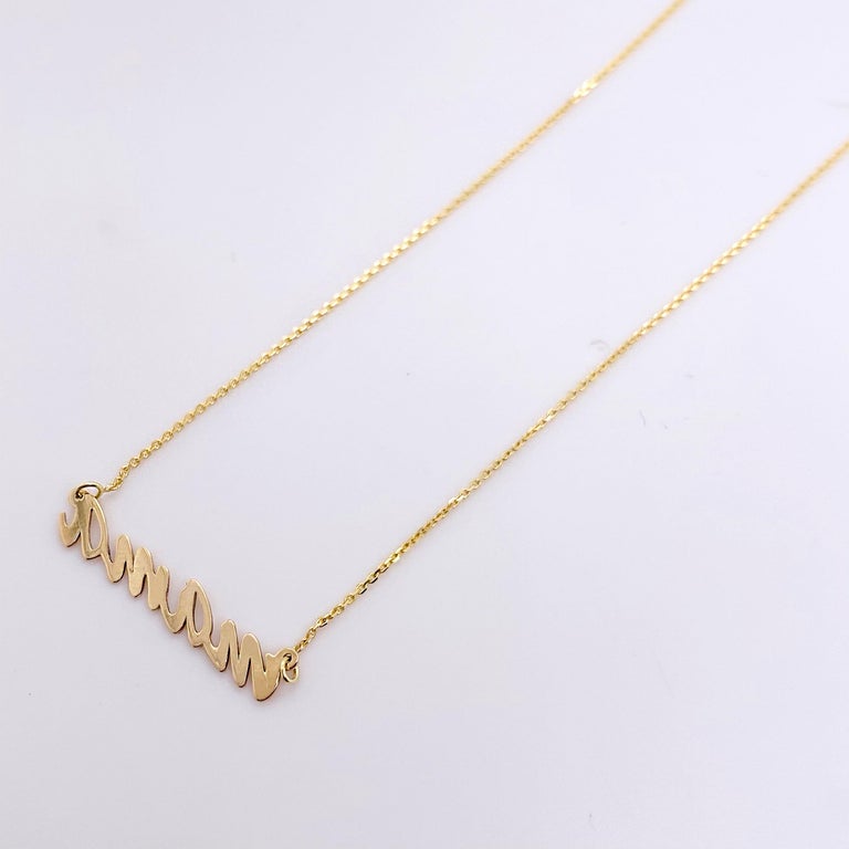 Mama Nameplate Necklace, Gold Script Yellow Gold, Mama Necklace For ...