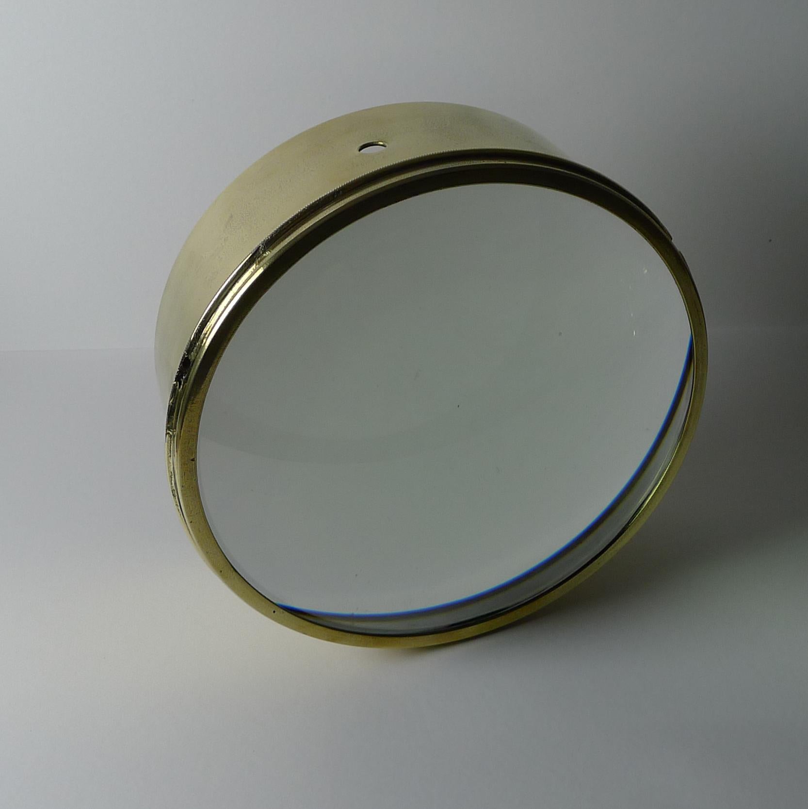 Mammoth English Antique Brass Desk Magnifying Glass / Paperweight c ...