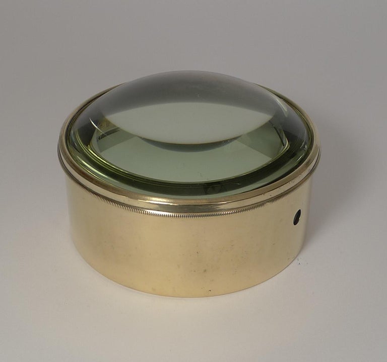 Mammoth English Antique Brass Desk Magnifying Glass / Paperweight ...