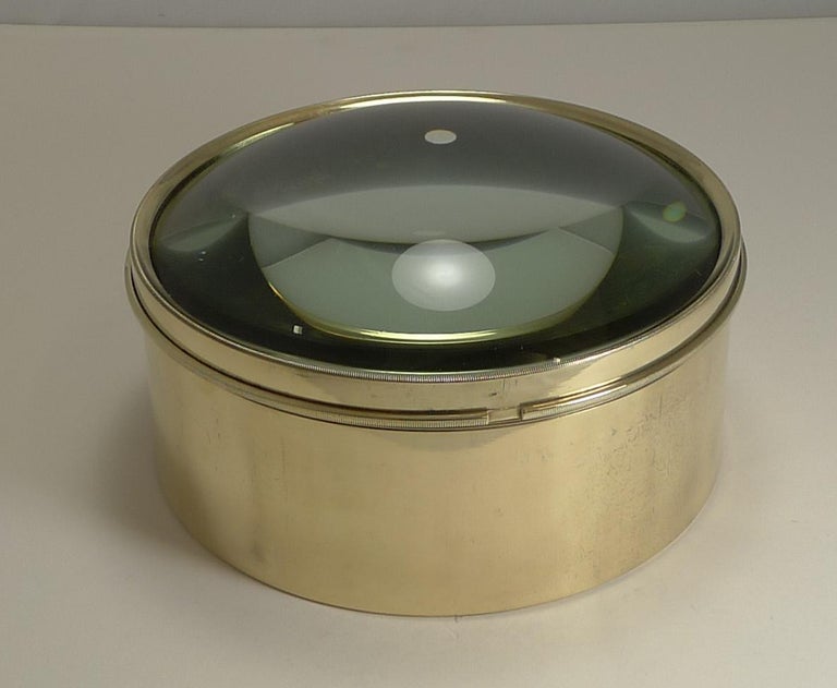 Mammoth English Antique Brass Desk Magnifying Glass / Paperweight ...