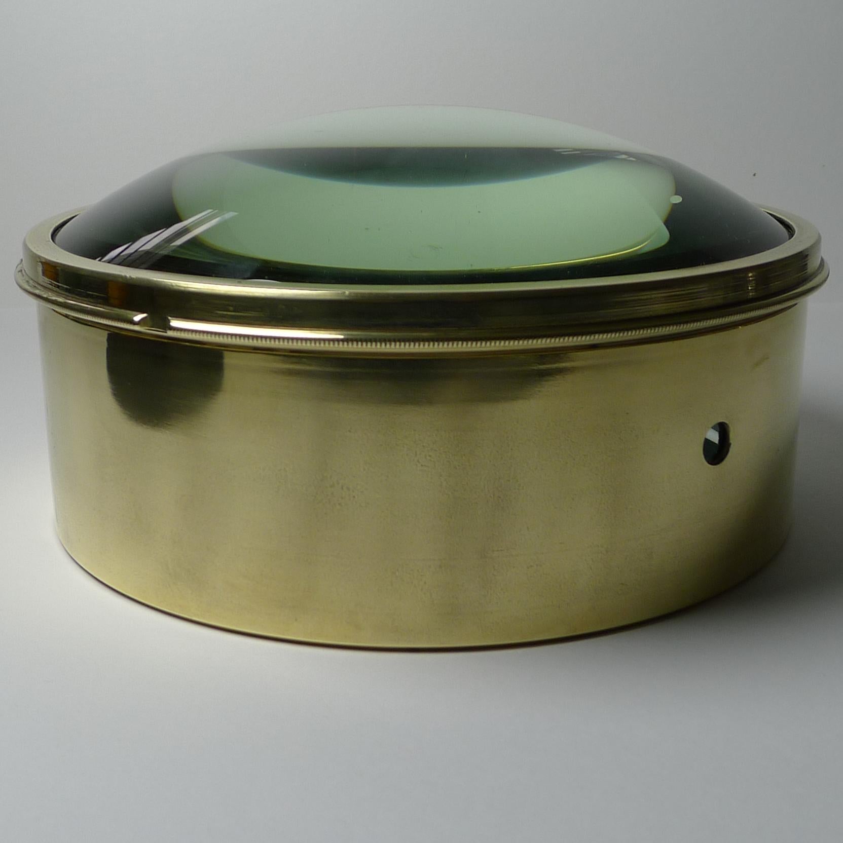 Mammoth English Antique Brass Desk Magnifying Glass / Paperweight c ...