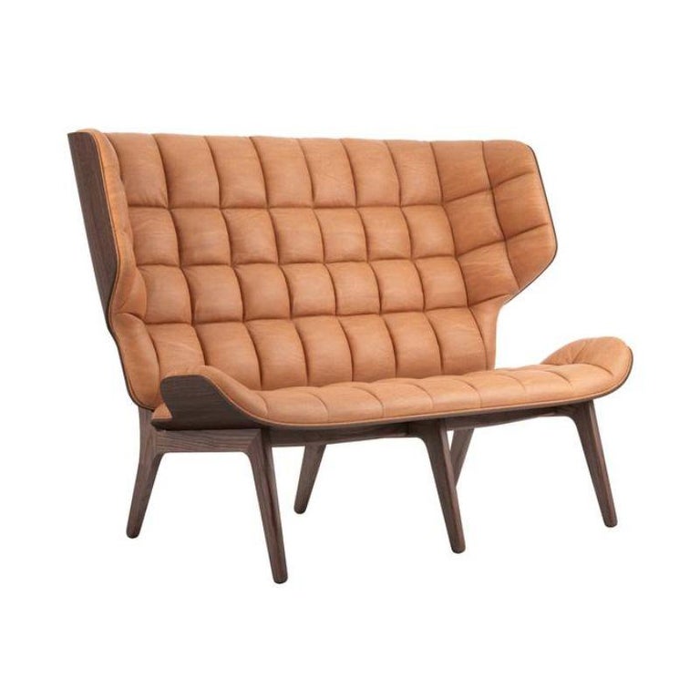 Mammoth Sofa in Dark Smoked Oak Frame with Dunes Camel 21004 Leather Seat/Back For Sale at 1stDibs