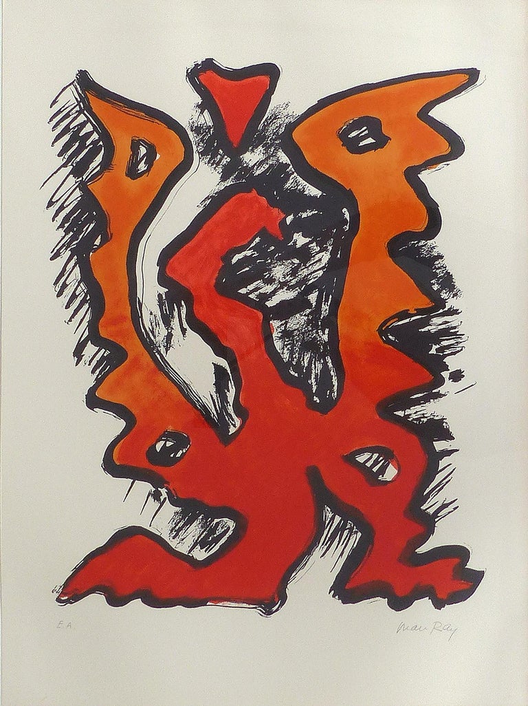 Man Ray Original Signed Color Lithograph "The Flame" Signed Artist's ...