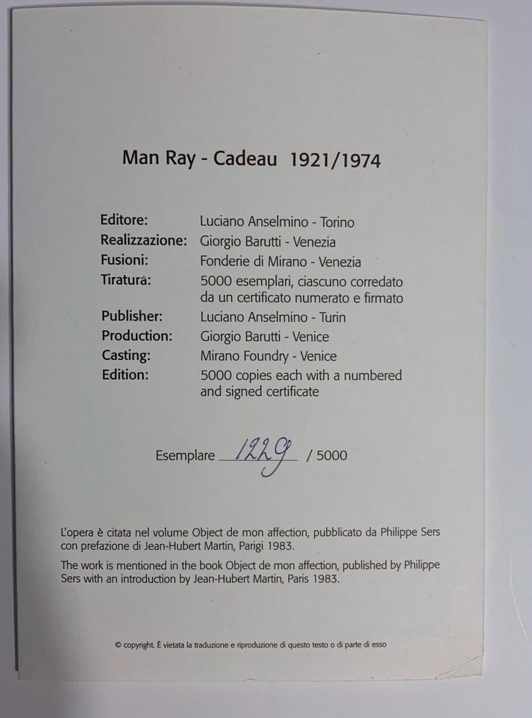Man Ray - Gift, 1921 ("Cadeau") For Sale at 1stDibs