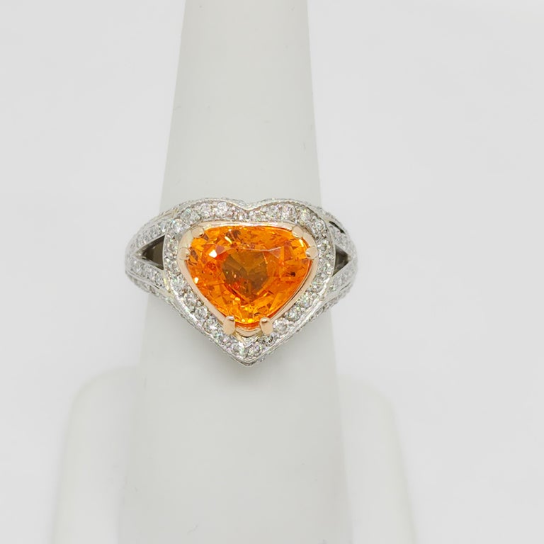 Mandarin Garnet and White Diamond Cocktail Ring in Platinum and 18k ...