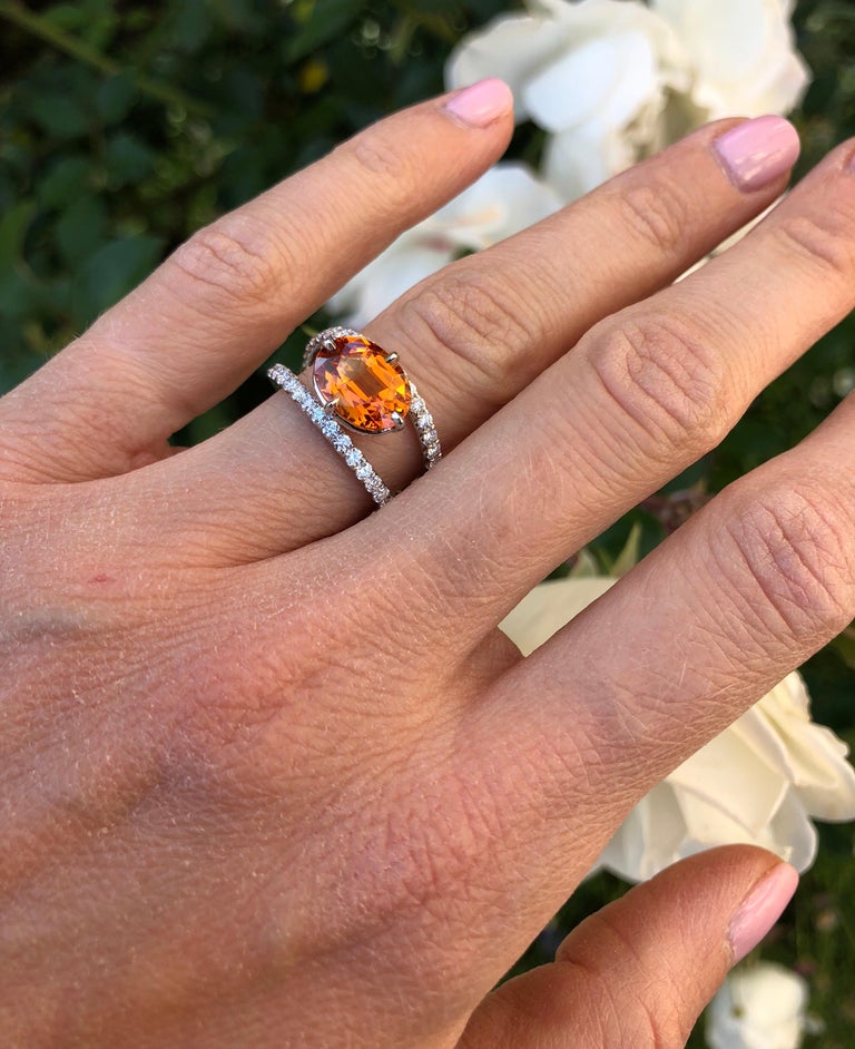 Mandarin Garnet Ring 3.65 Carat Oval at 1stDibs