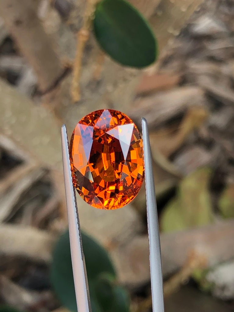 Mandarin Garnet Ring Gem 13.54 Carat GIA Certified Loose Gemstone For ...