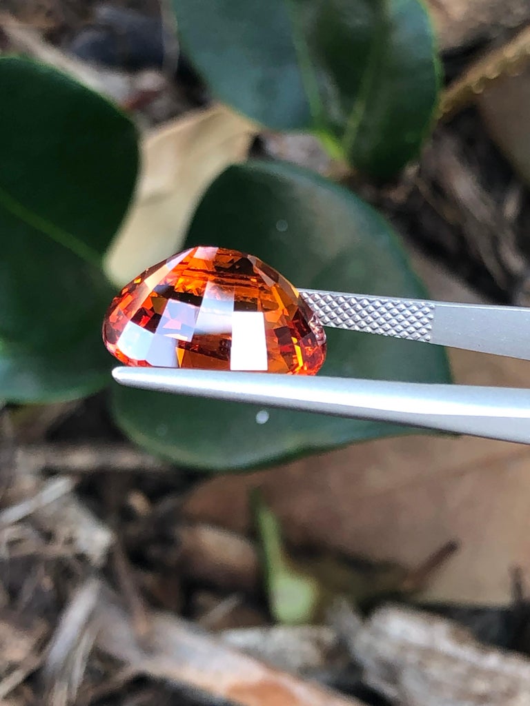 Mandarin Garnet Ring Gem 13.54 Carat GIA Certified Loose Gemstone For ...