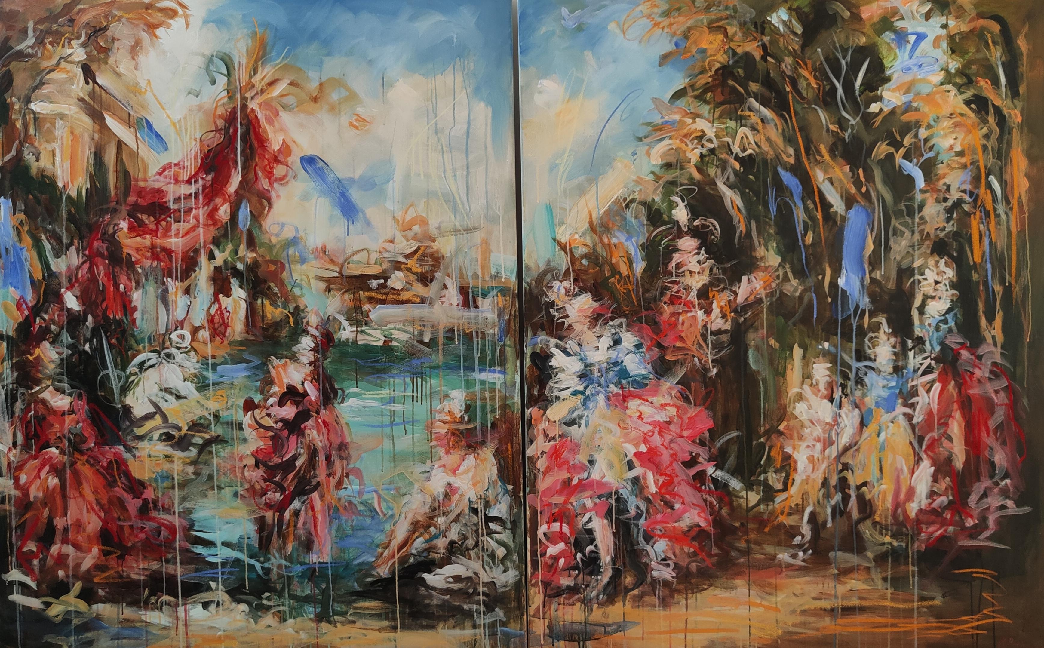 Mandy Racine - Abstract Figurative/Portrait/Drip_Les Baigneuses ...