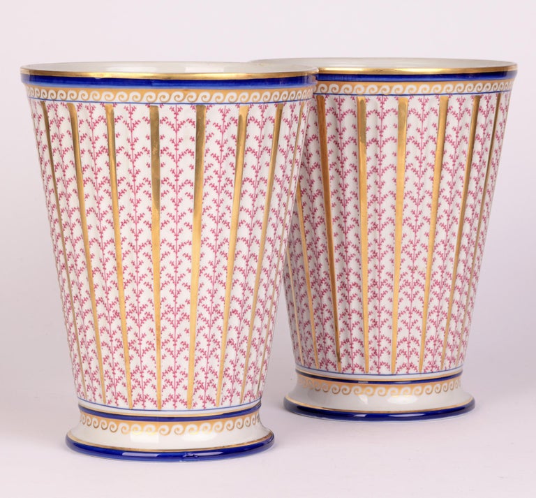 Mangani Italian Pair Large Impressive Porcelain Bucket Shaped Vases For ...