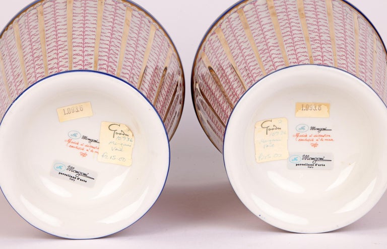 Mangani Italian Pair Large Impressive Porcelain Bucket Shaped Vases For ...