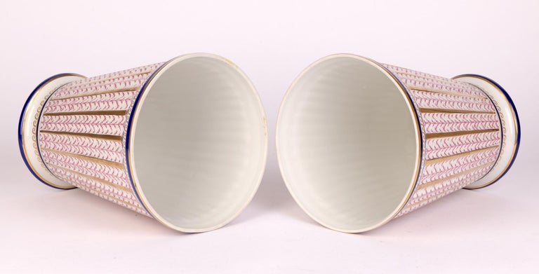 Mangani Italian Pair Large Impressive Porcelain Bucket Shaped Vases For ...