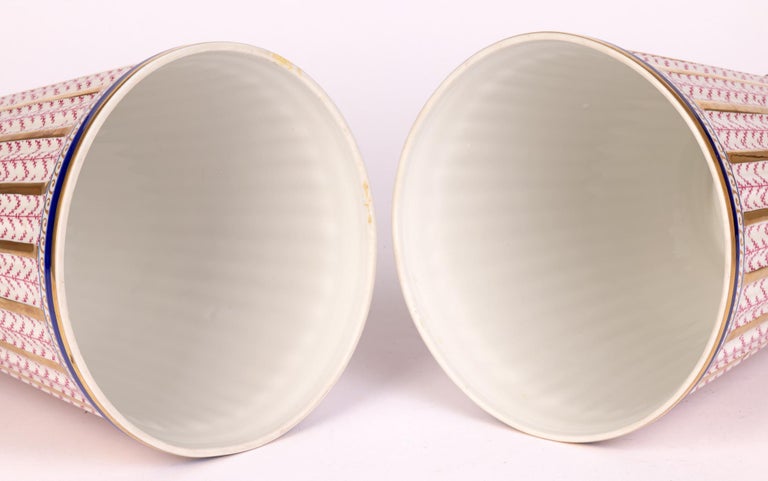 Mangani Italian Pair Large Impressive Porcelain Bucket Shaped Vases For ...
