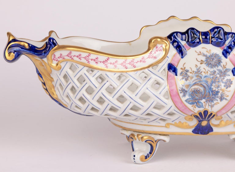 Mangani Italian Porcelain Basket Shaped Floral Painted Centrepiece For ...