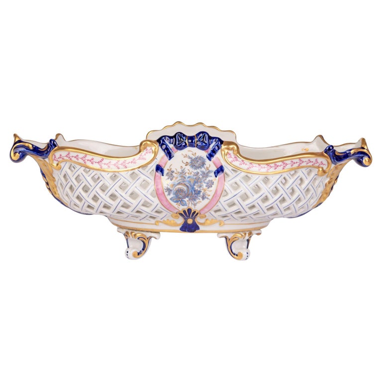 Mangani Italian Porcelain Basket Shaped Floral Painted Centrepiece For ...