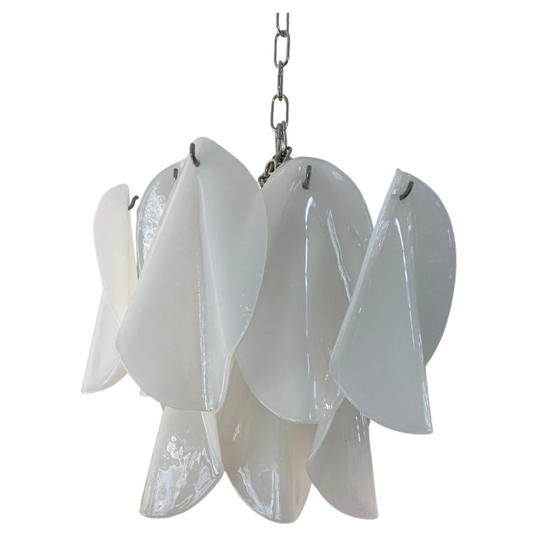 Mazzega Rondini White formed Glass Disk Chandelier Murano Italy ...