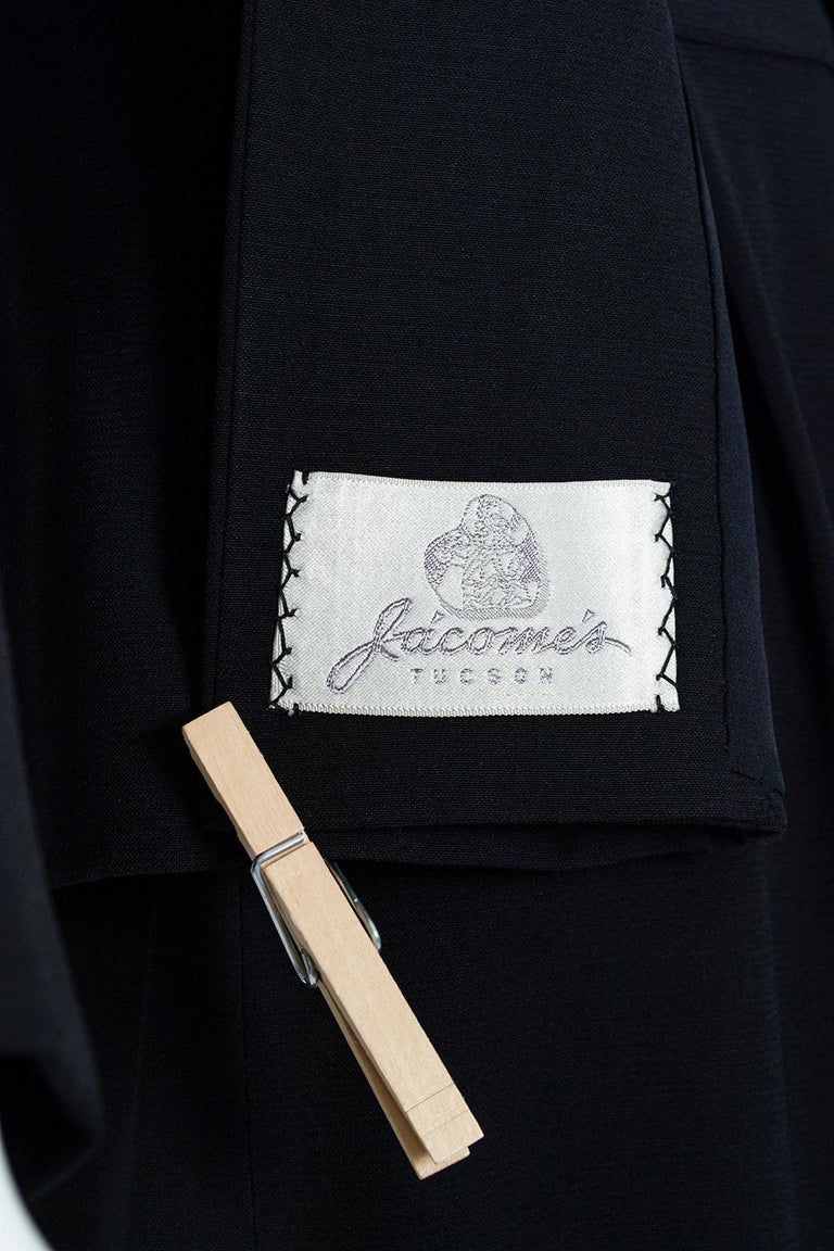 Mangone Black Art Deco Seam Cutout Pocket Secretary Pencil Suit - M ...