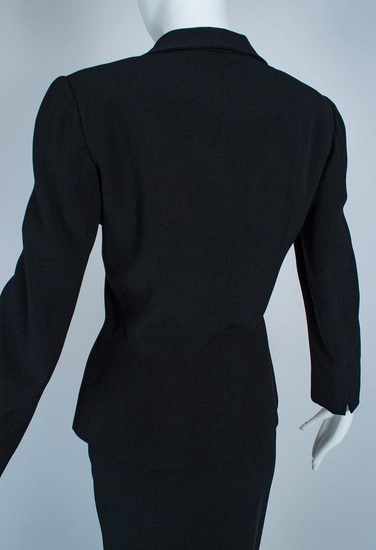 Mangone Black Art Deco Seam Cutout Pocket Secretary Pencil Suit - M ...