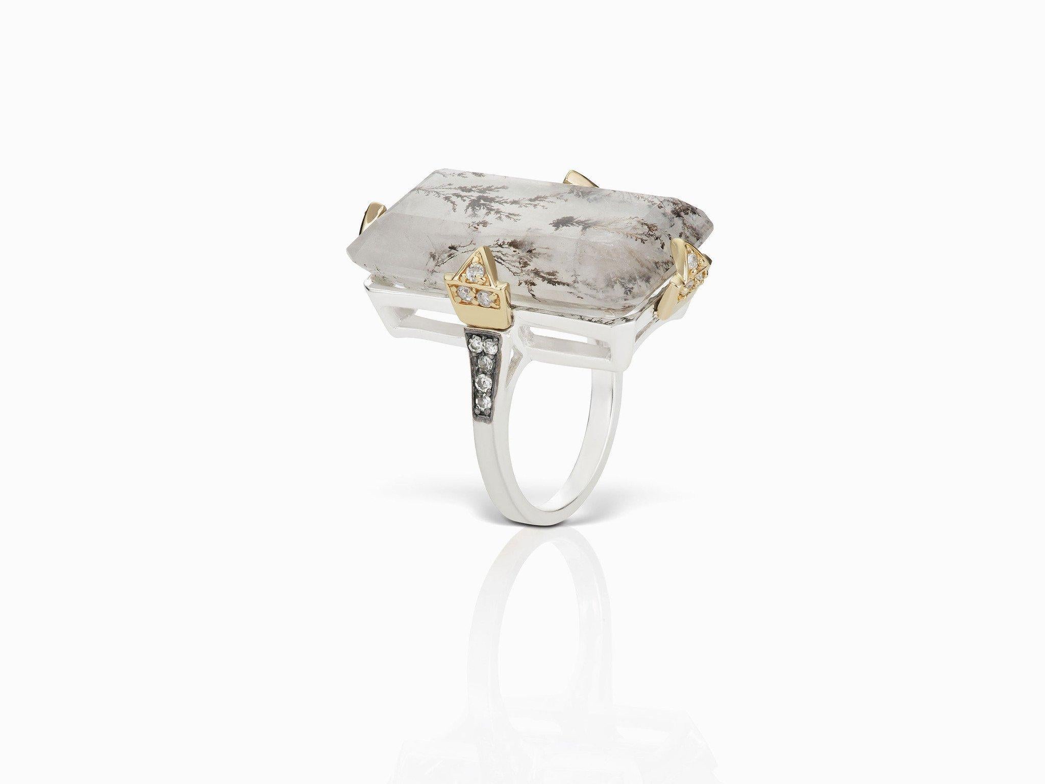 Maniamania Phenomena Cocktail Ring with Dendrite Quartz and Diamonds at ...