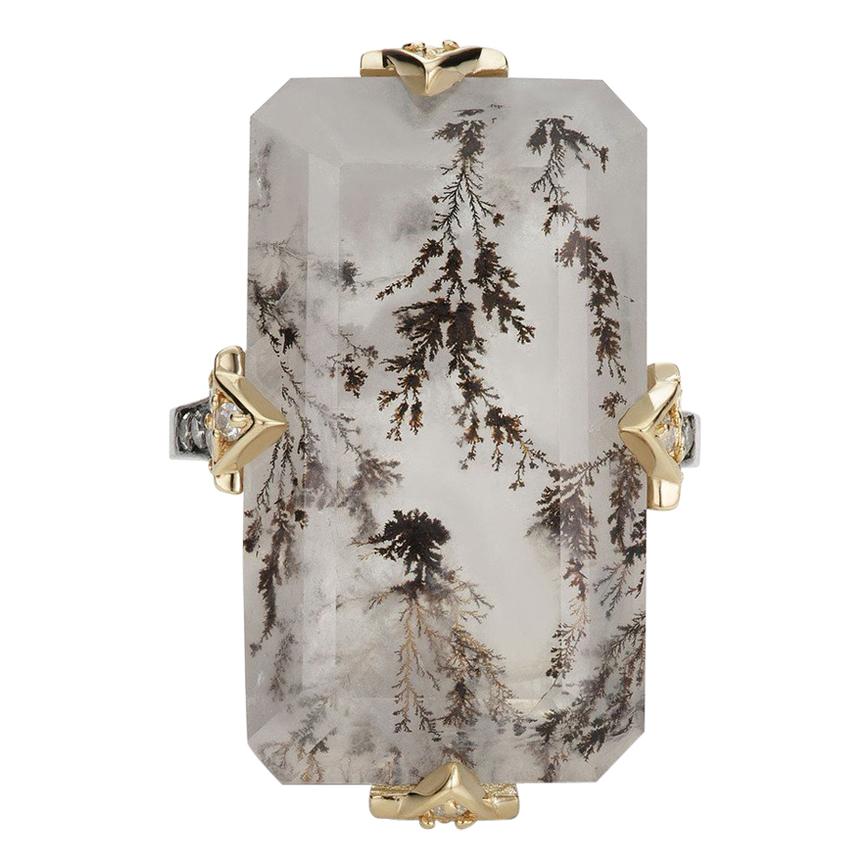 Maniamania Phenomena Cocktail Ring with Dendrite Quartz and Diamonds at ...