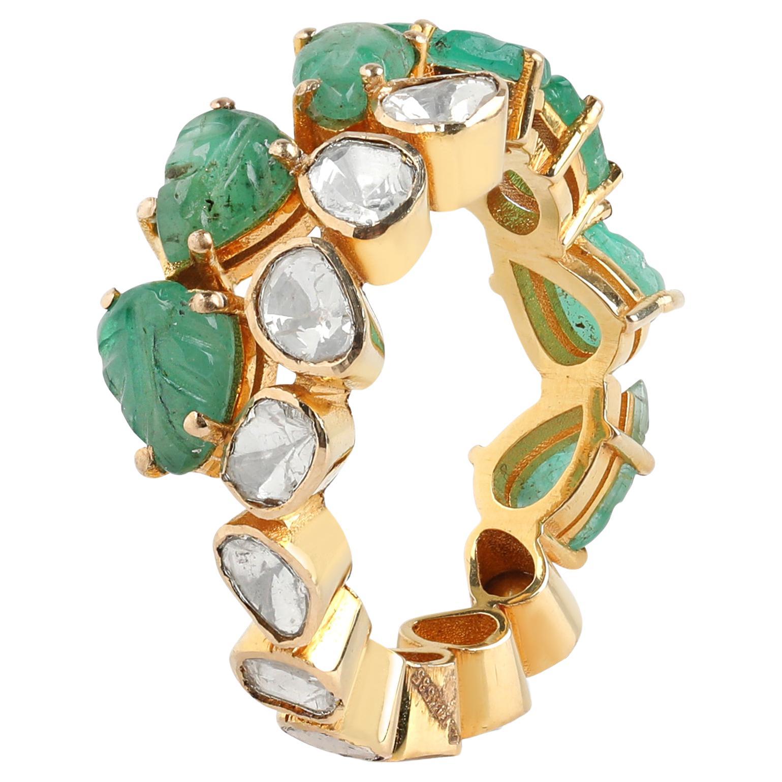 Uncut Diamond 18 Karat Gold Artisan Adjustable Ring For Sale at 1stDibs